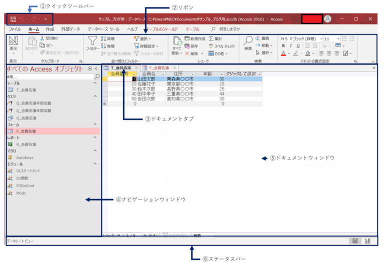 Accessの画面構成【Access】 - VBA入門